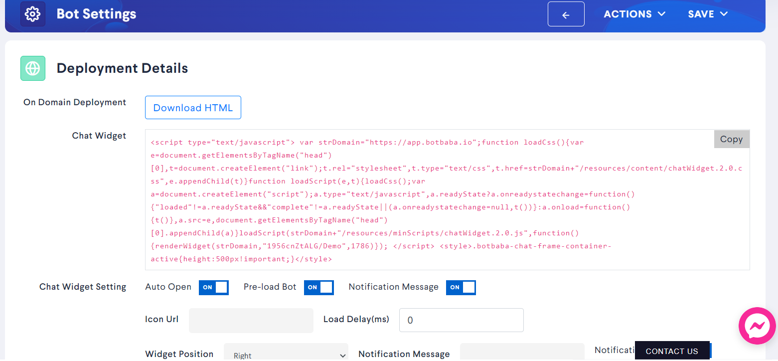 Widget Settings Explained – botbaba.io