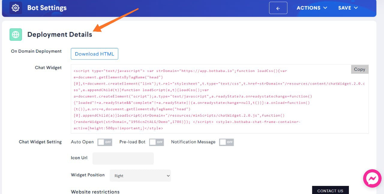 How to add the Chatbot Widget to your website? – botbaba.io