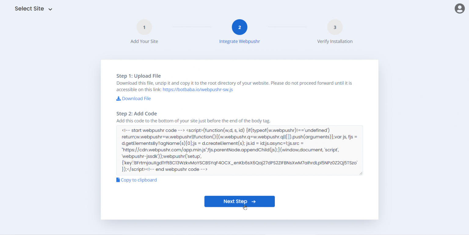 How to integrate webpushr with botbaba? – botbaba.io