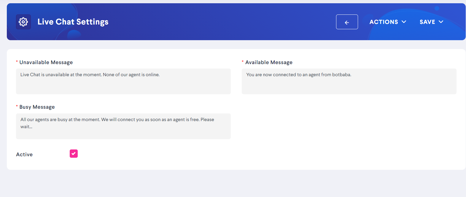 How to setup Live Chat on botbaba? – botbaba.io